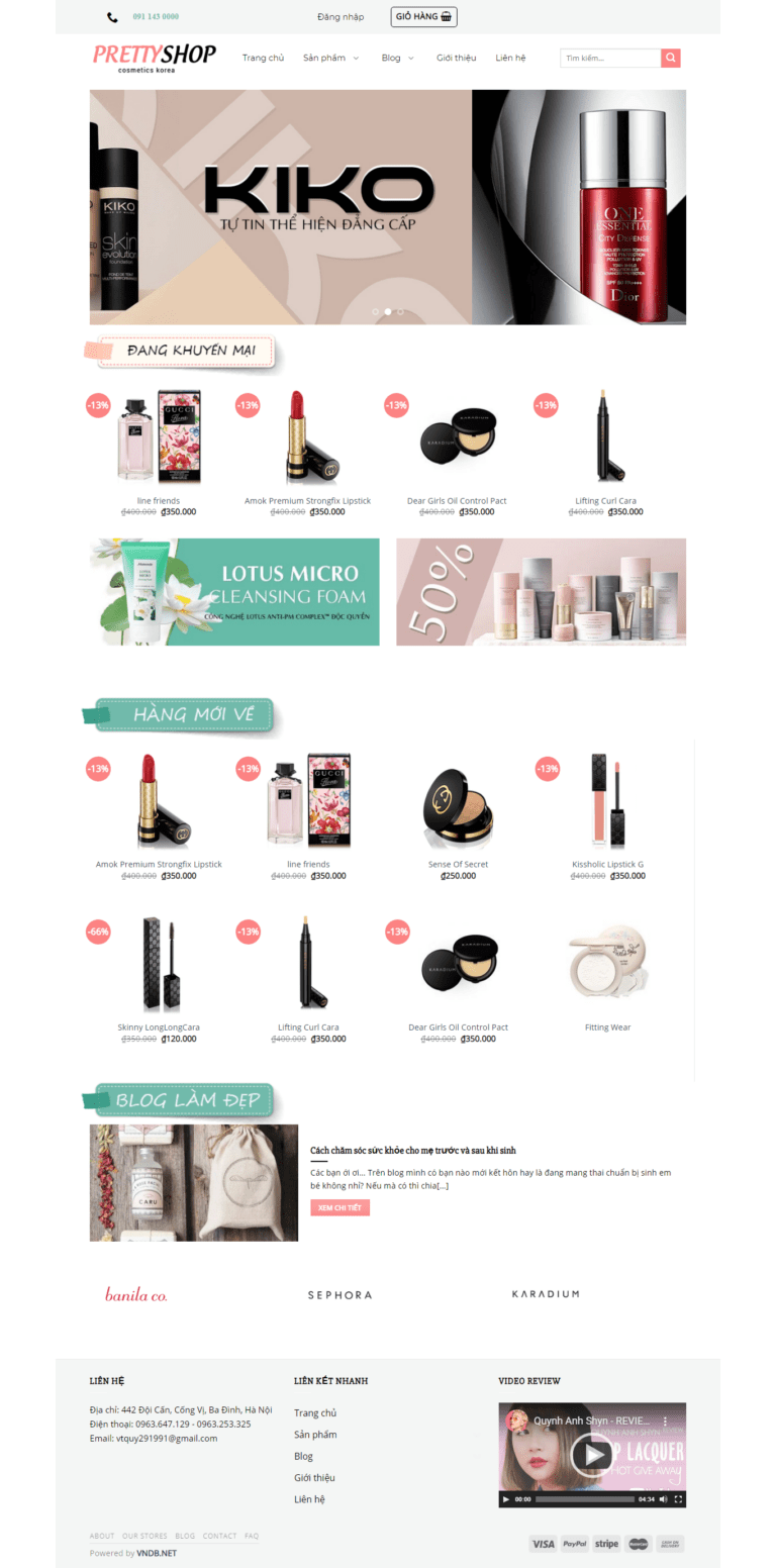 Mẫu website đẹp bán mỹ phẩm đồ trang điểm 06 2025 Themevip | Source ...