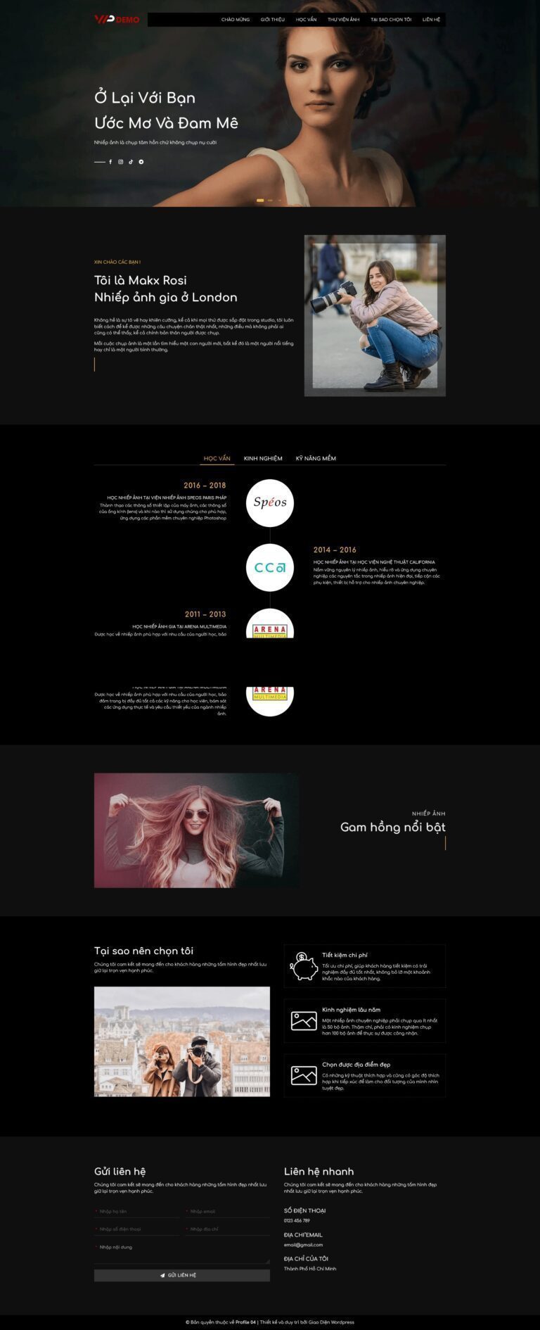 Source Code Mẫu Website thương hiệu cá nhân bán dịch vụ nhiếp ảnh chuẩn đẹp 2025 Themevip ...