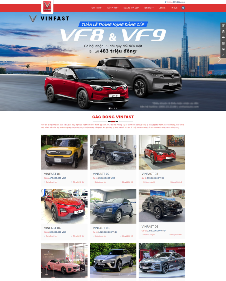Source Code Mẫu Website bán xe ô tô Vinfast chuẩn đẹp 2025 Themevip | Source Code Mẫu Website ...